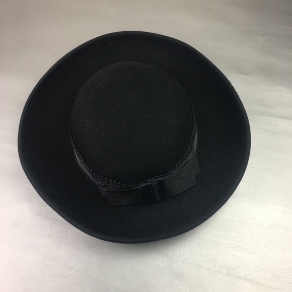Vintage | Accessories | Vintage Black Wool Roll Brim Hat With Bow ...